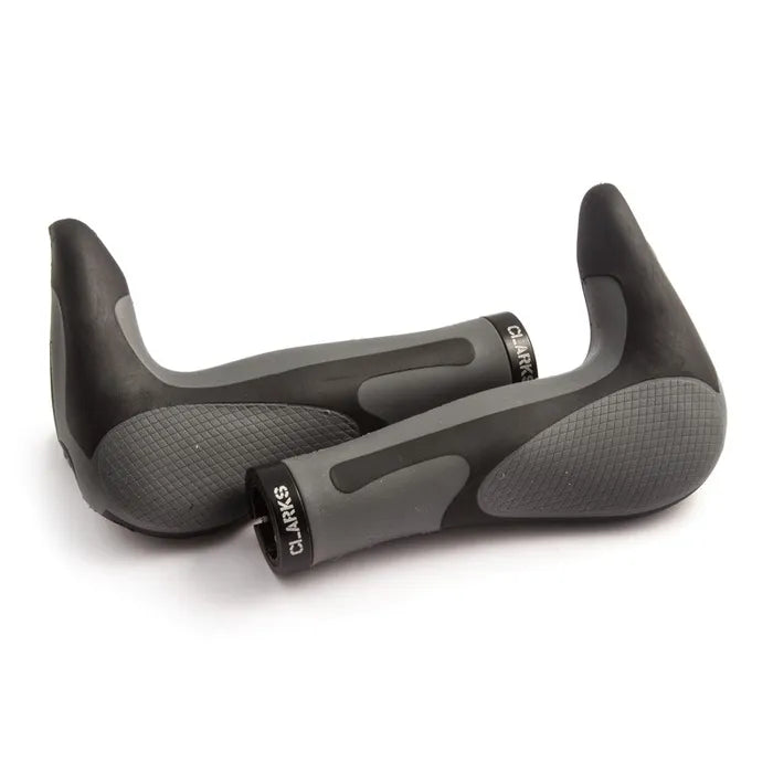 Clarks Ergonomic Lock-On Grips w/ Integrated Bar Ends - Black / Grey – bikes.com.au